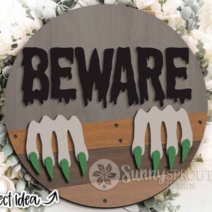 Beware Monster Claws Sign, Digital Download, Glowforge Laser File ...