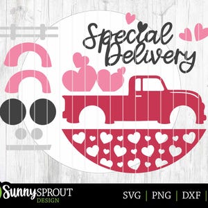 Special Delivery Heart Truck Sign, Digital Download, Round Door Hanger ...