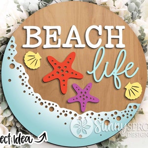 Beach Theme Sign Bundle, Digital Download, Round Door Hanger Svg ...
