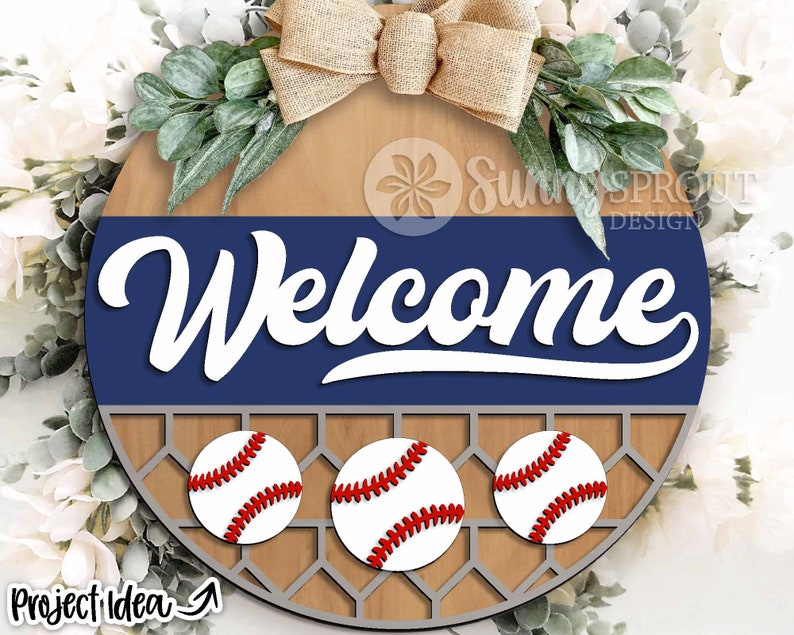 Welcome Baseball Softball Sign Digital Download Round Door - Etsy