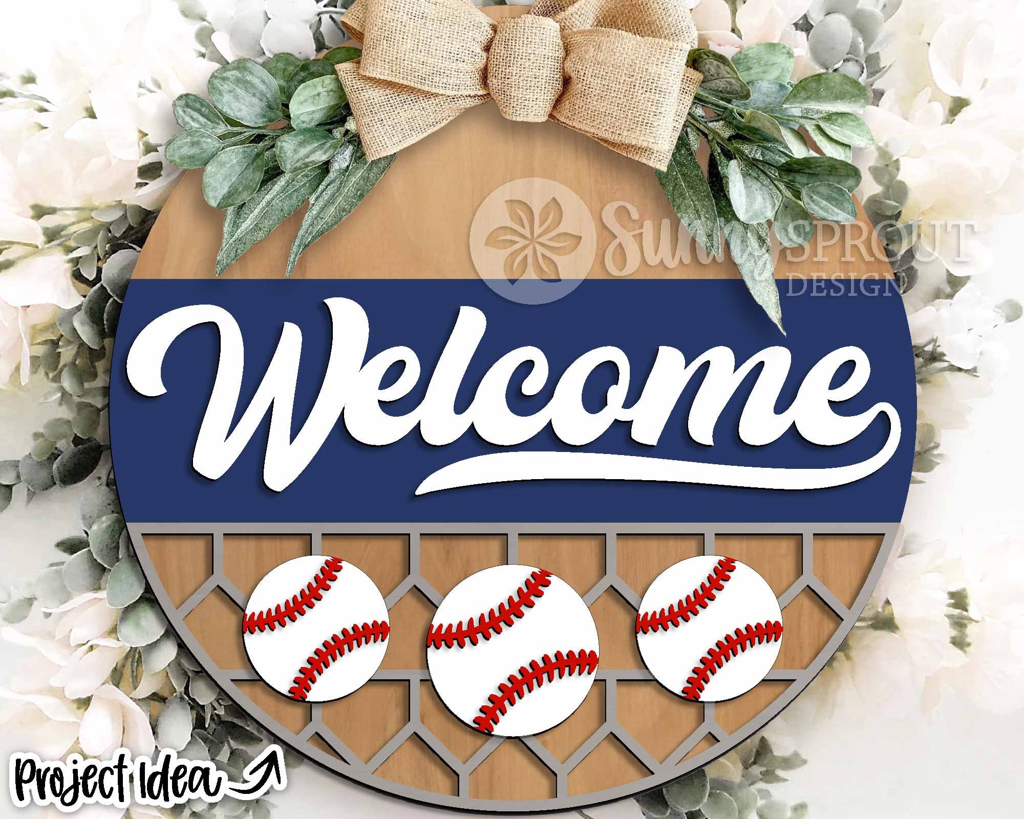 Welcome Baseball Softball Sign Digital Download Round Door - Etsy