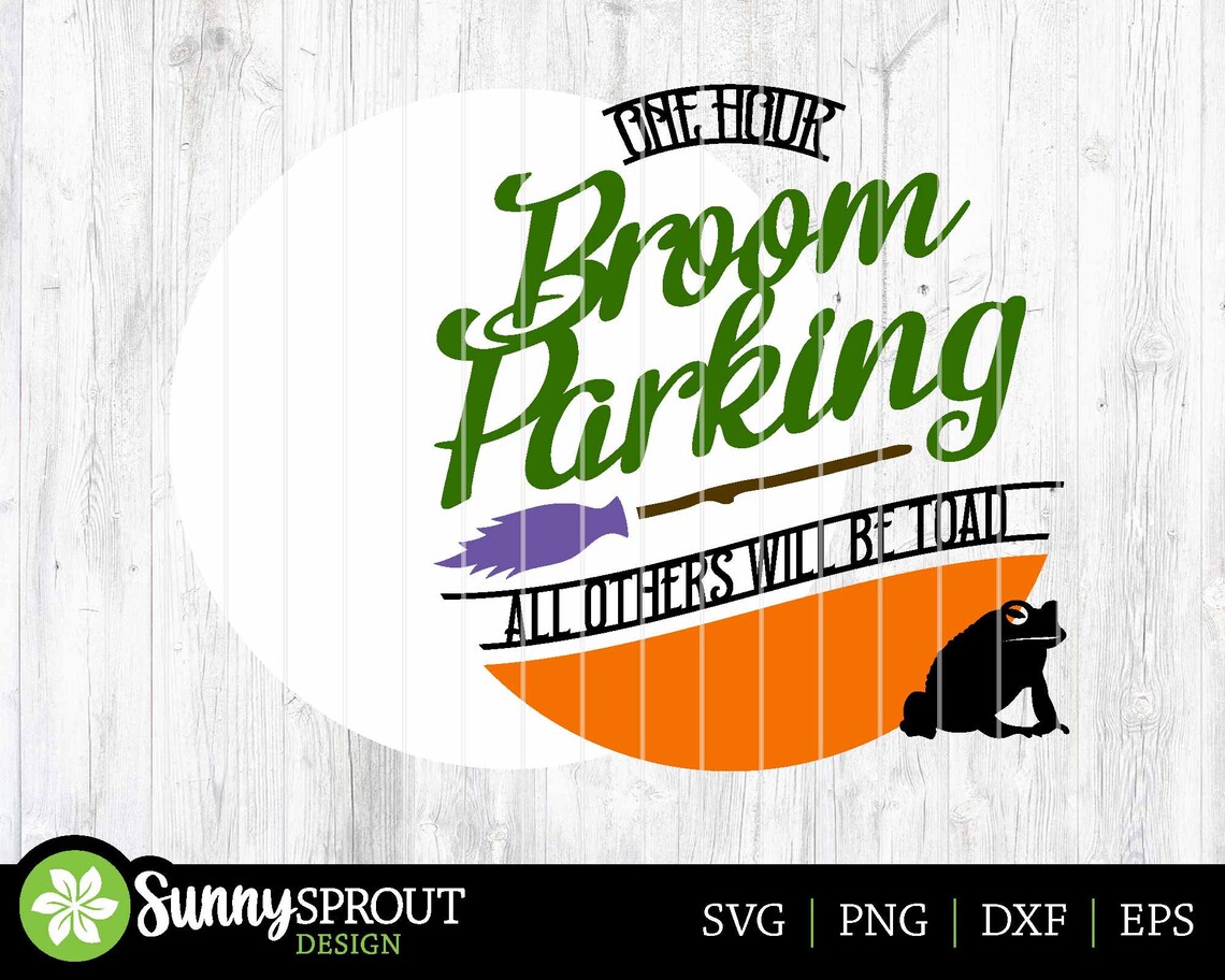Broom Parking Round Sign, Digital Download, Halloween Door Hanger Svg ...