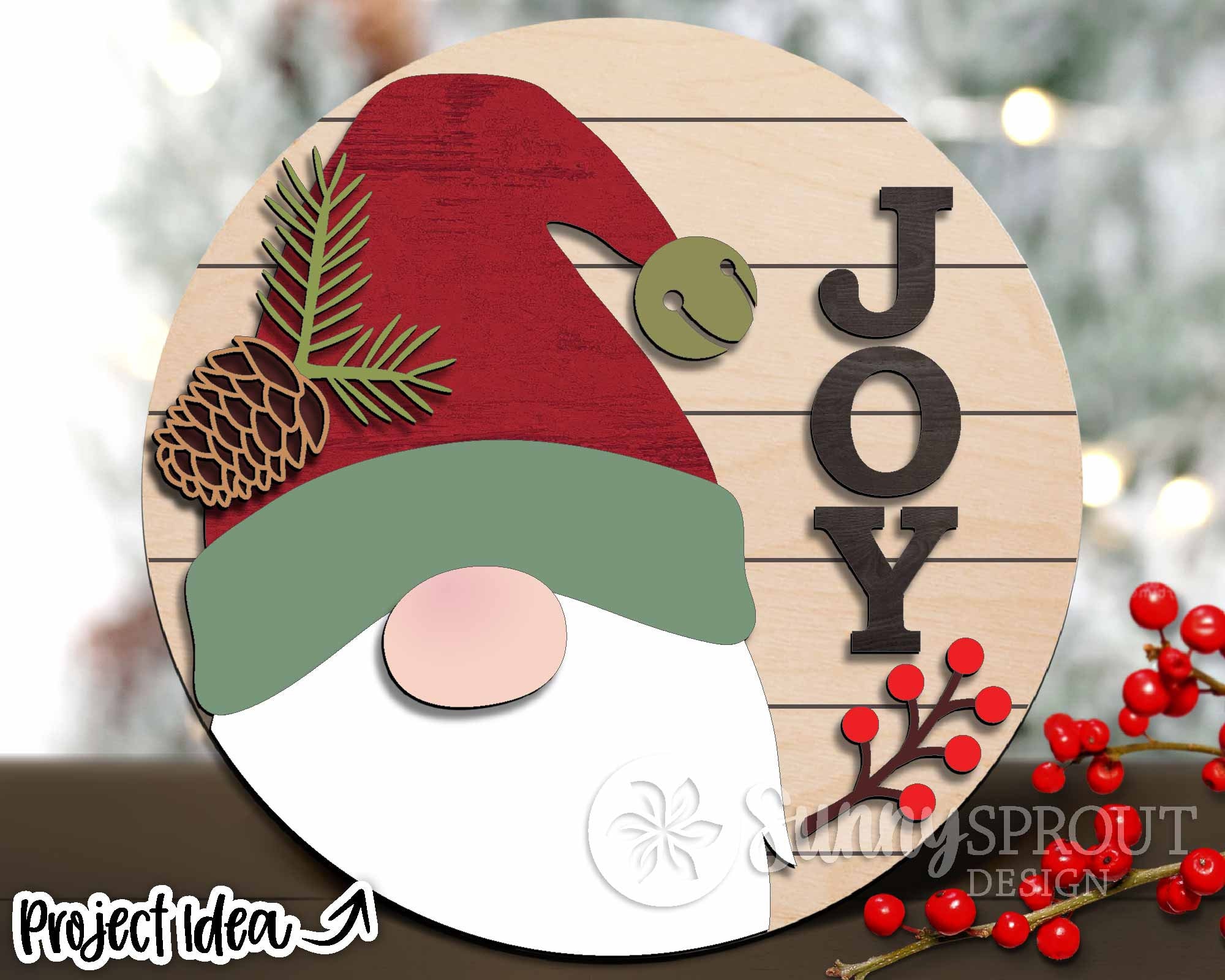 JOY Santa Gnome Round Sign DIGITAL Download Door Hanger Svg - Etsy Canada