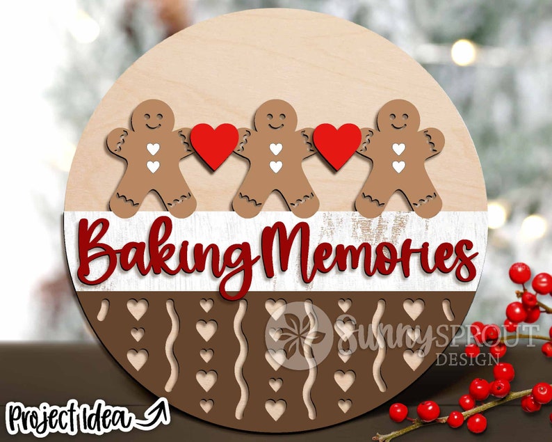 Baking Memories Cookie Sign, DIGITAL Download, Round Door Hanger Svg ...