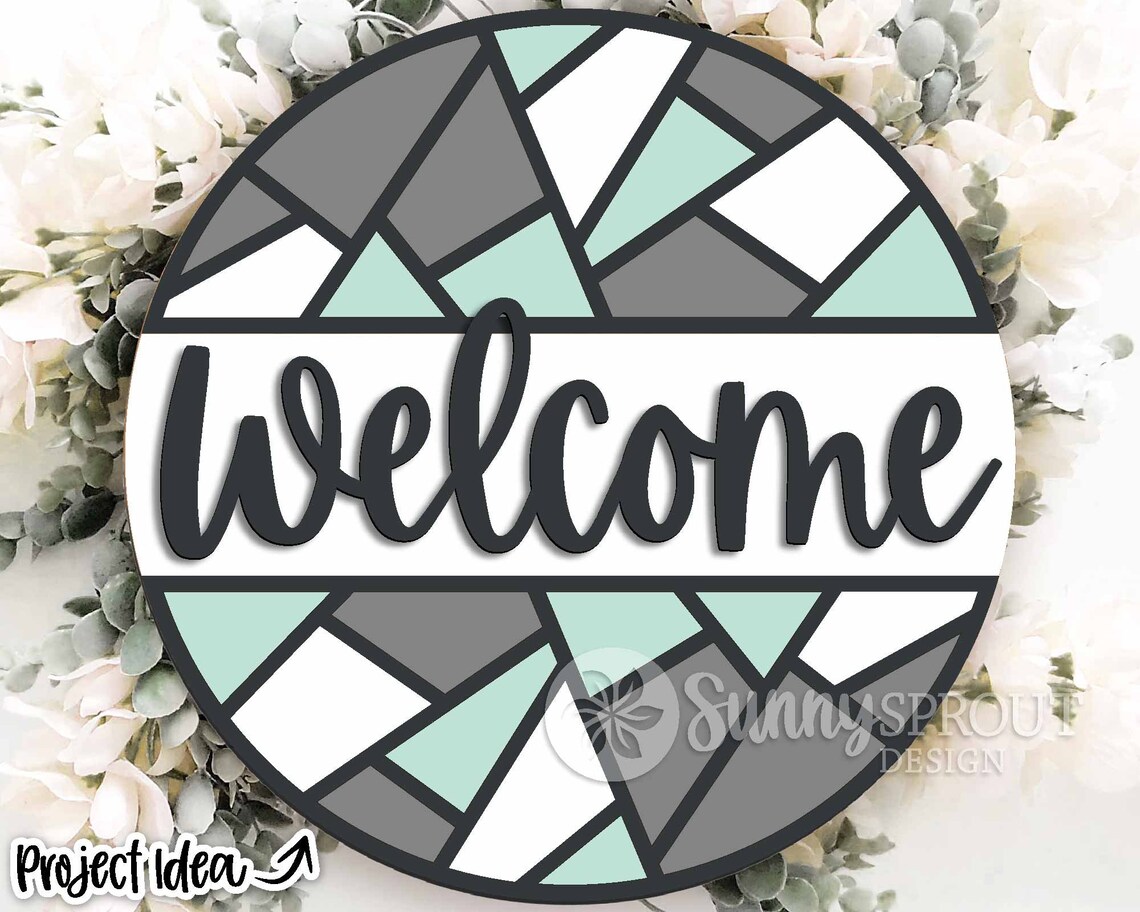 Abstract Geometric Welcome Sign, Digital Download, SVG Laser Cut File ...