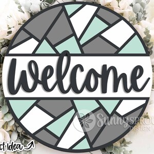 Abstract Geometric Welcome Sign, Digital Download, Round Door Hanger ...