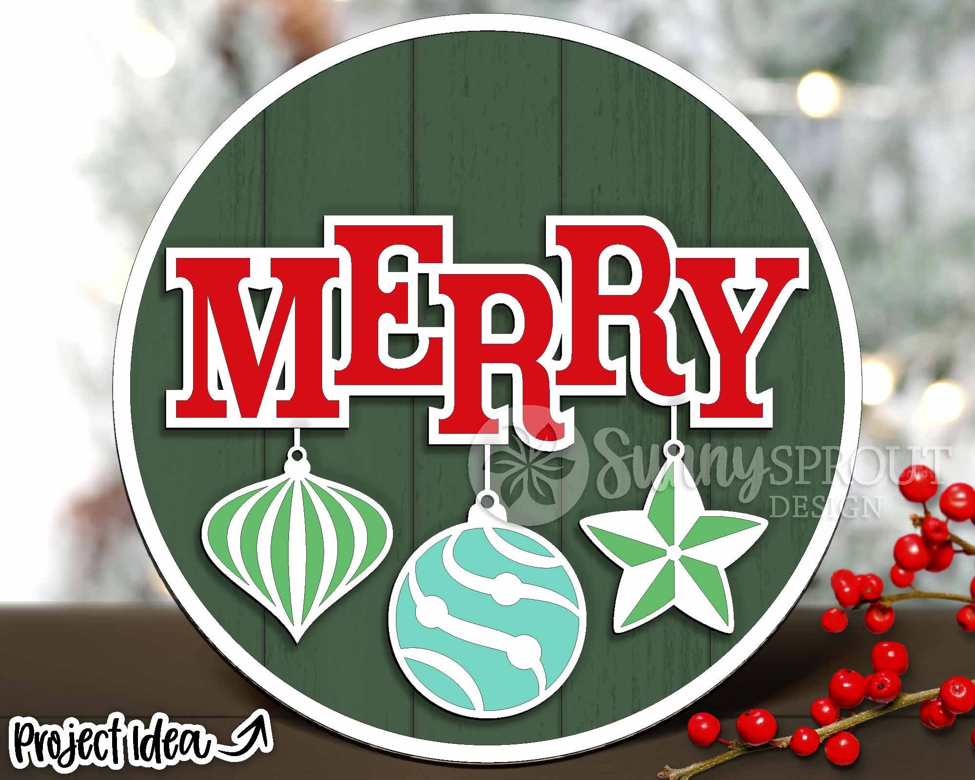 Merry Ornament Sign DIGITAL Download Round Door Hanger File - Etsy