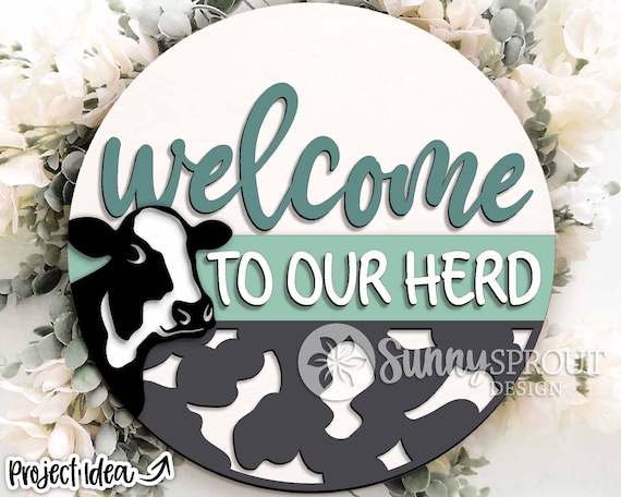 Welcome to Our Herd Cow Digital Download Round Door Hanger - Etsy