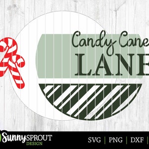 Candy Cane Lane Sign, DIGITAL Download, Round Door Hanger Svg ...