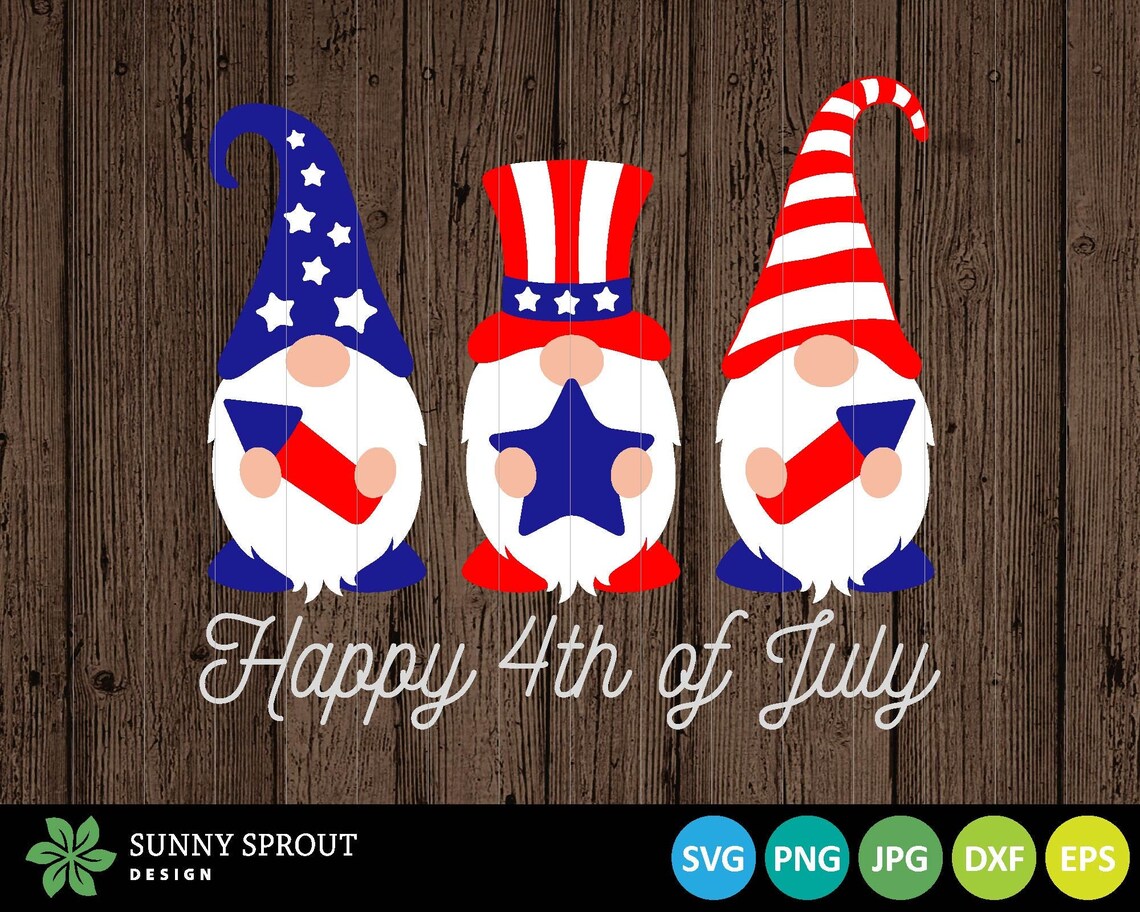 Three Gnomes Happy 4th of July Digital Download Print File | Etsy