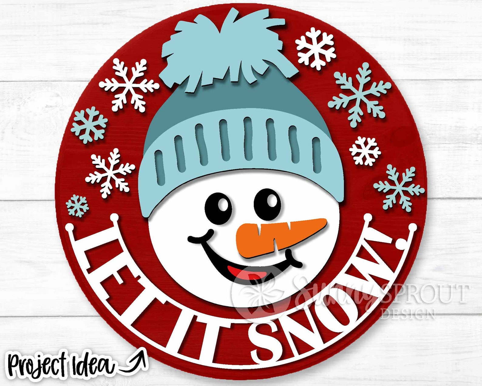 Let It Snow Snowman Face DIGITAL Download Winter Round Door - Etsy