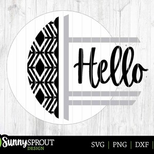 Hello Geometric Welcome Sign, Digital Download, Round Door Hanger Svg ...