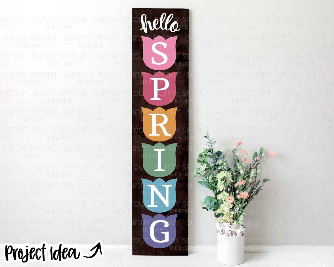 Hello Spring Tulips Svg Porch Sign Svg Digital Download - Etsy