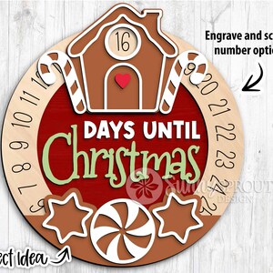 Days Until Christmas Gingerbread Sign, Round Door Hanger Svg, DIGITAL ...