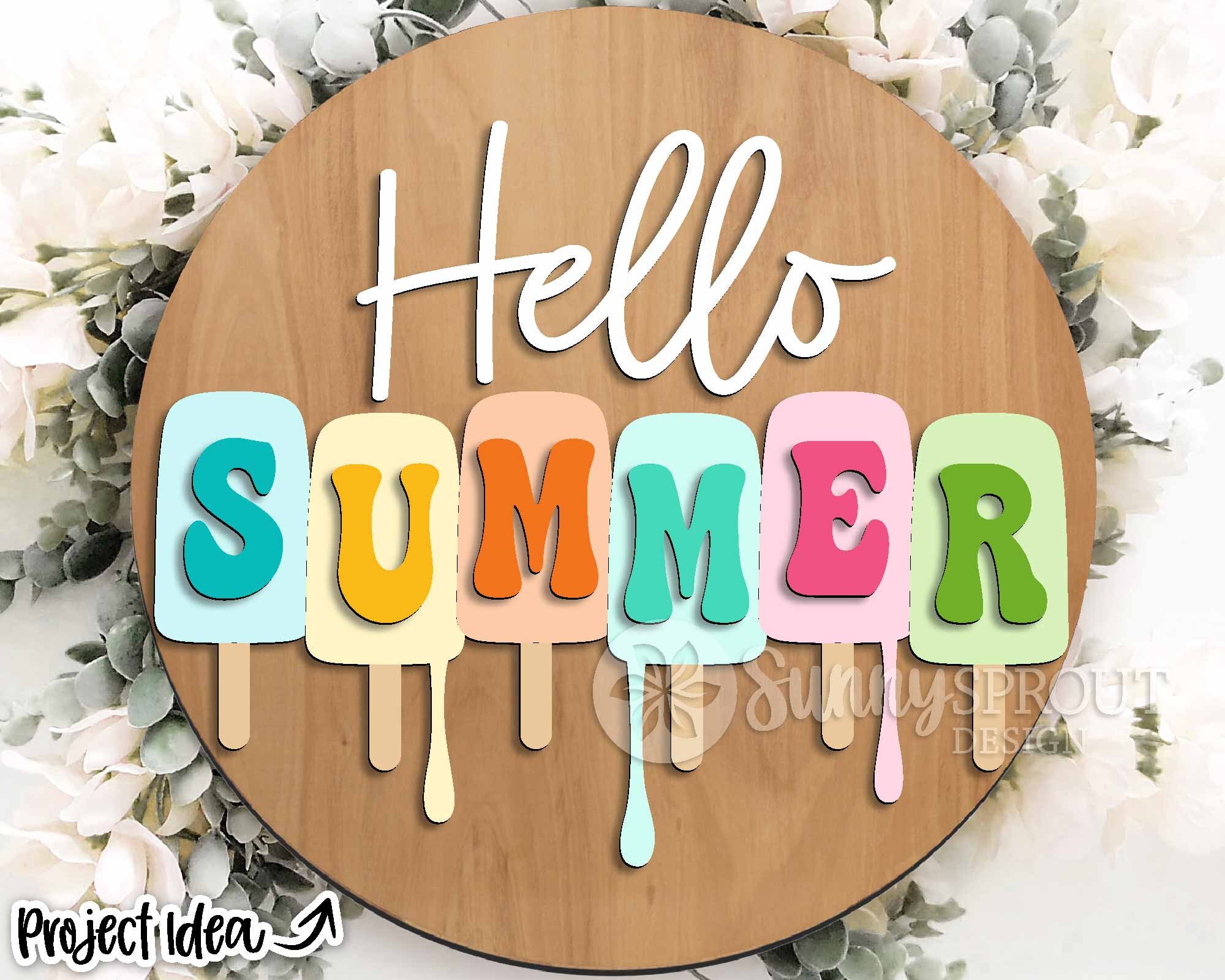 Hello Summer Popsicle Drip Sign Digital Download Round Door - Etsy Canada