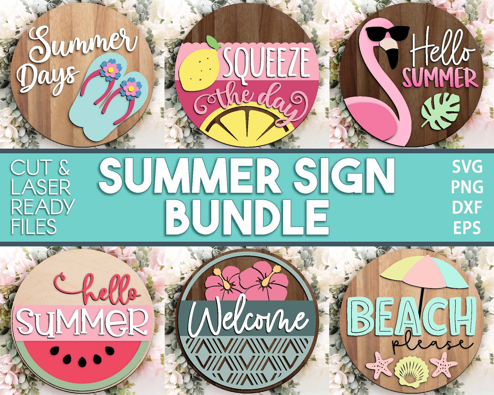 Summer Laser Sign Bundle Digital Download Door Hanger Svg - Etsy