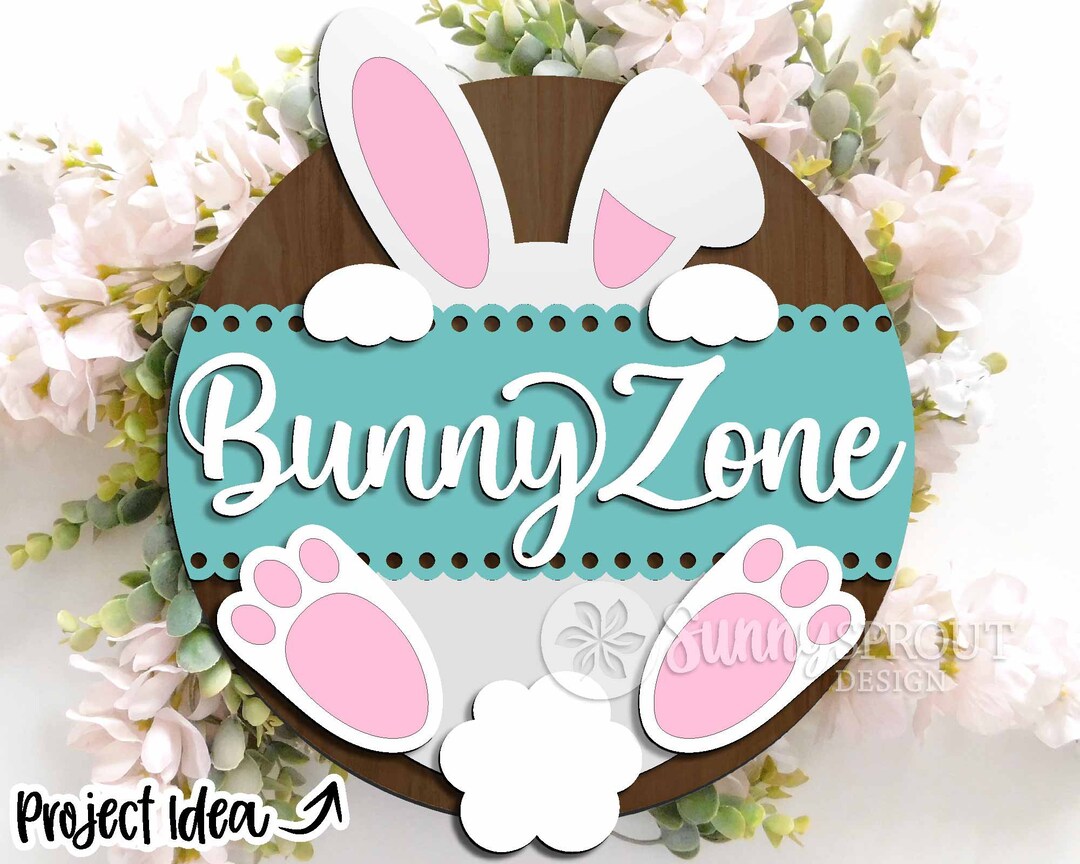 Bunny Zone Sign, Digital Download, Round Door Hanger Svg, Glowforge ...