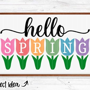 Hello Spring Tulip Flowers Digital Download Print File, Cricut ...