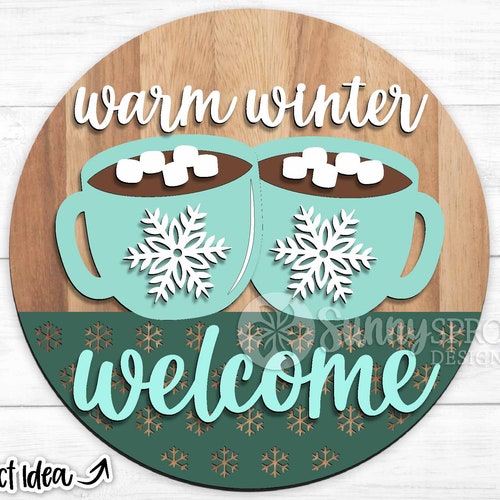 Warm Winter Welcome Hot Cocoa DIGITAL Download Round Door - Etsy
