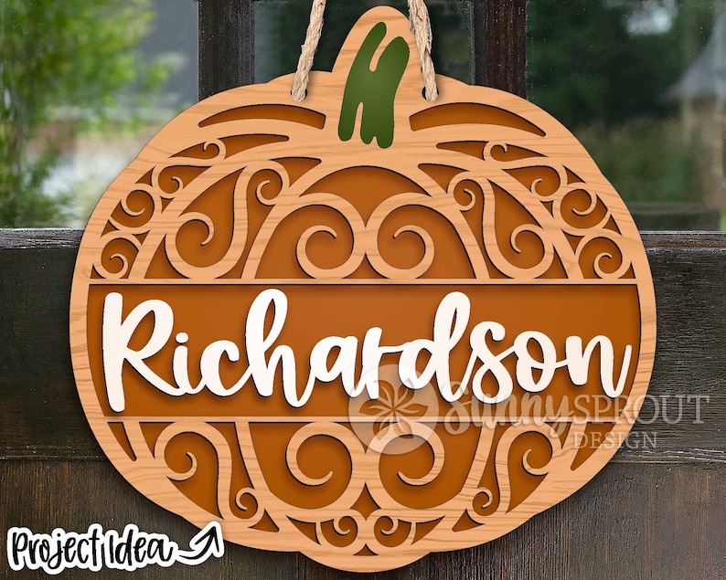 Pumpkin Split Monogram Sign Digital Download Fall Door - Etsy