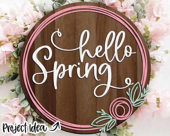 Embellishments Spring round sign cut file Hello Spring SVG Clip Art ...