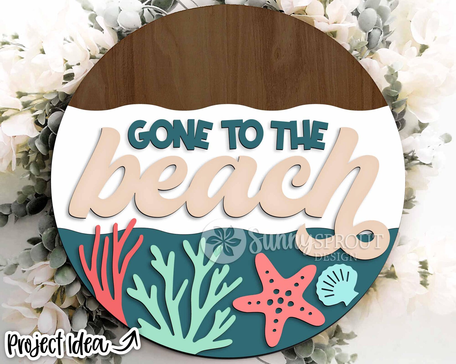Gone to the Beach Sign, Glowforge Laser File, Cricut Cut File, Round ...