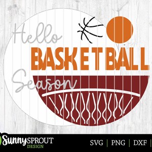 Hello Basketball Season Sign, Digital Download, Round Door Hanger Svg ...