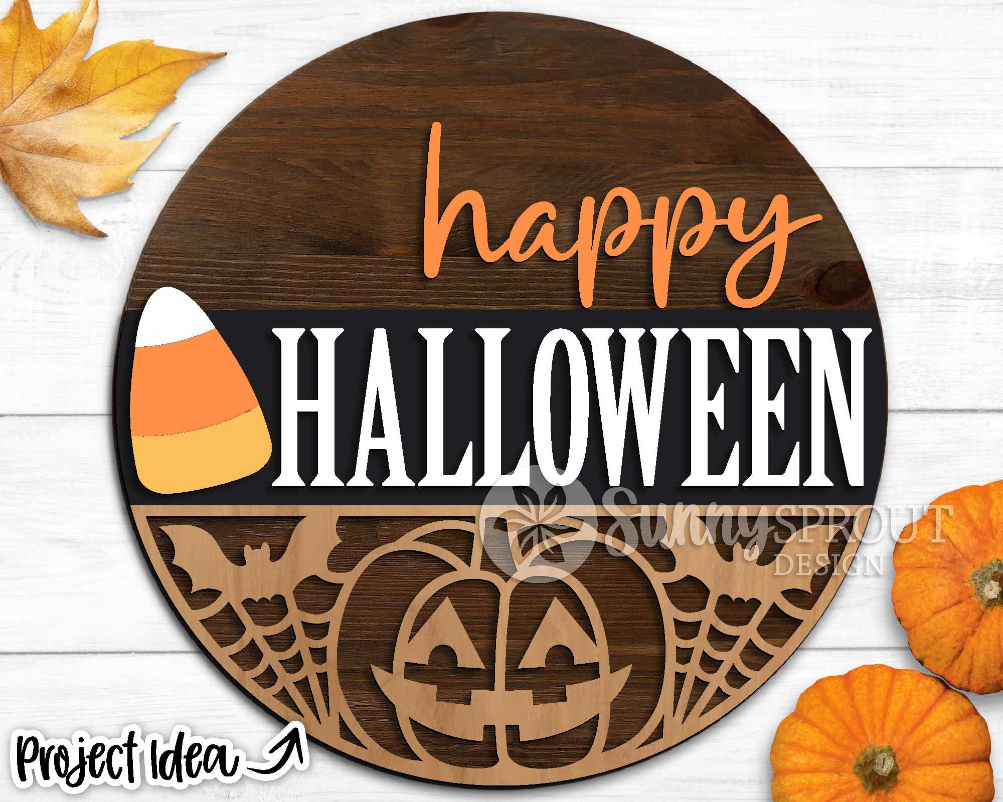 Happy Halloween Candy Corn Jack-o-lantern Sign, Digital Download, SVG ...
