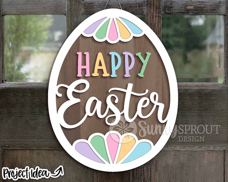 Happy Easter Egg Sign Digital Download Round Door Hanger - Etsy