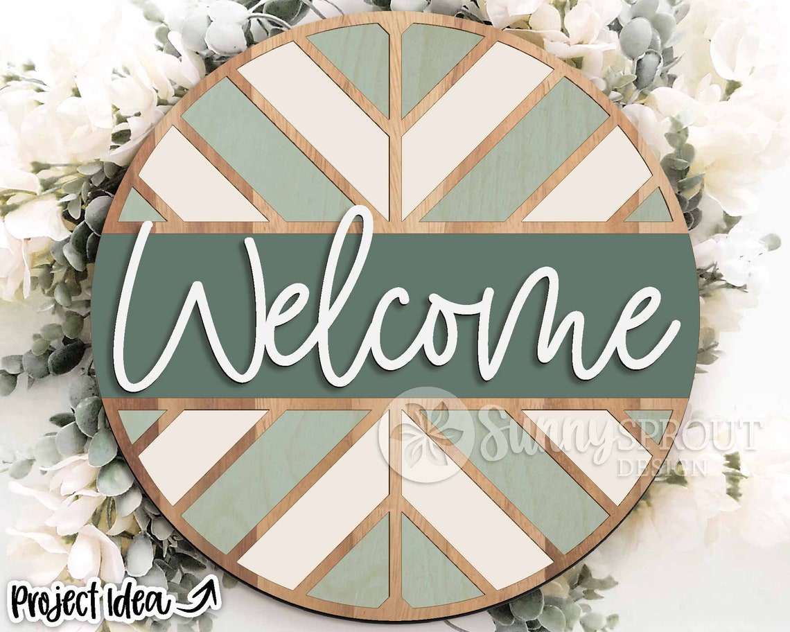 Chevron Geometric Welcome Sign Digital Download Round Door - Etsy