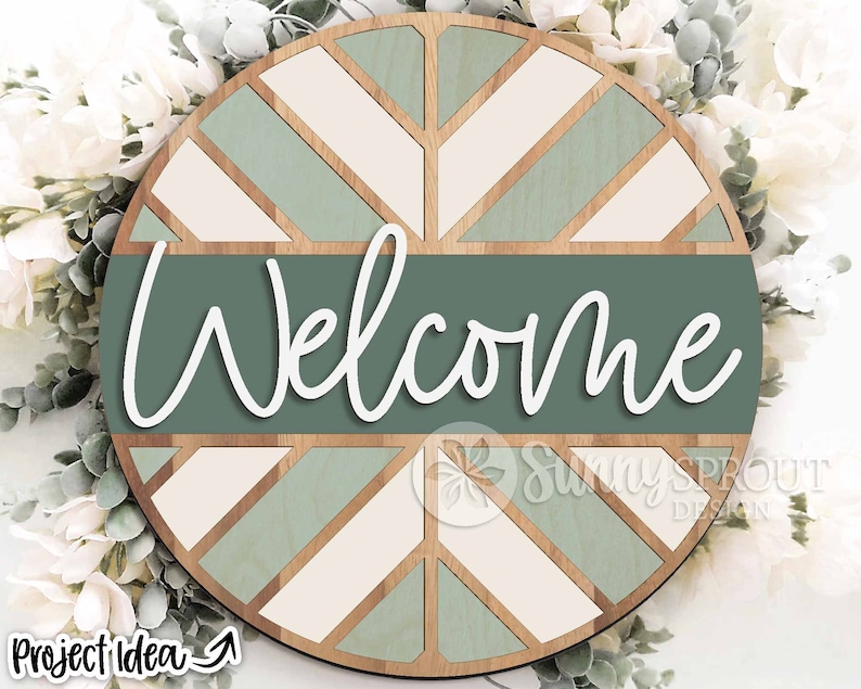Chevron Geometric Welcome Sign Digital Download Round Door - Etsy