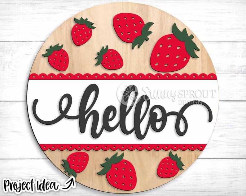 Hello Strawberry Sign, Digital Download, SVG Laser Cut File, Summer ...