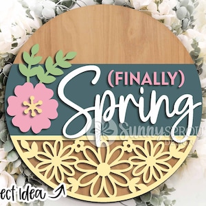 Spring Sign Bundle 3, DIGITAL Download, Round Door Hanger Svg ...