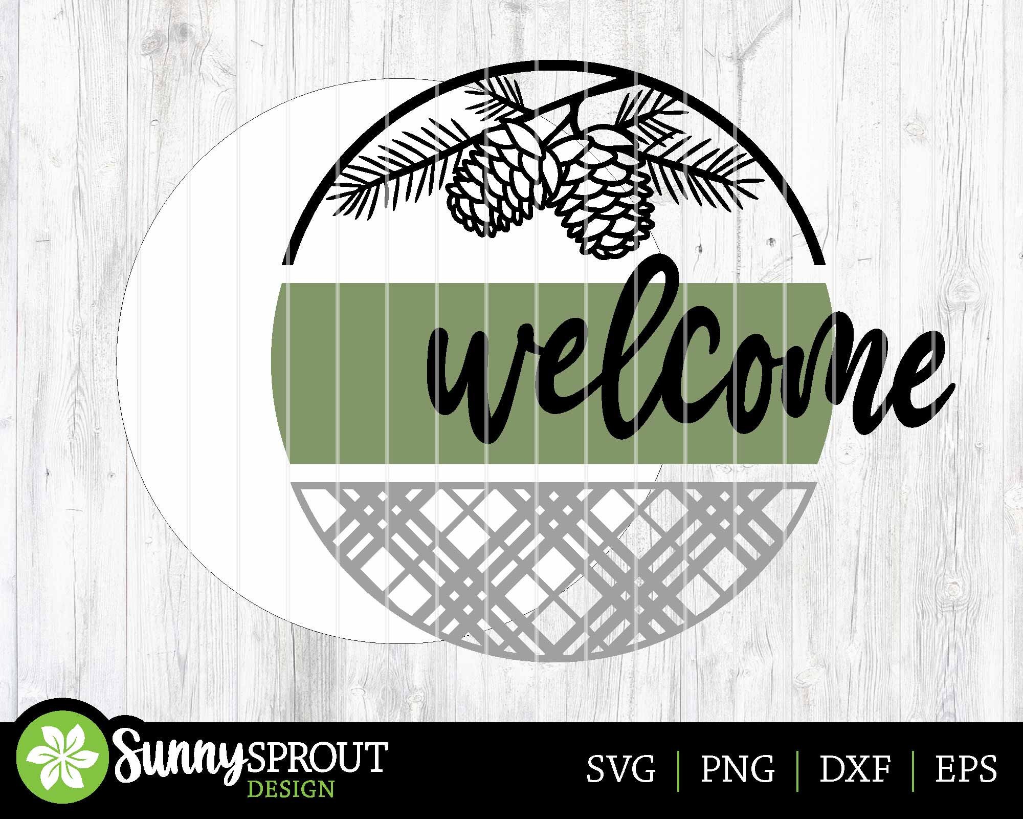 Welcome Pine Cone Sign DIGITAL Download Round Door Hanger - Etsy