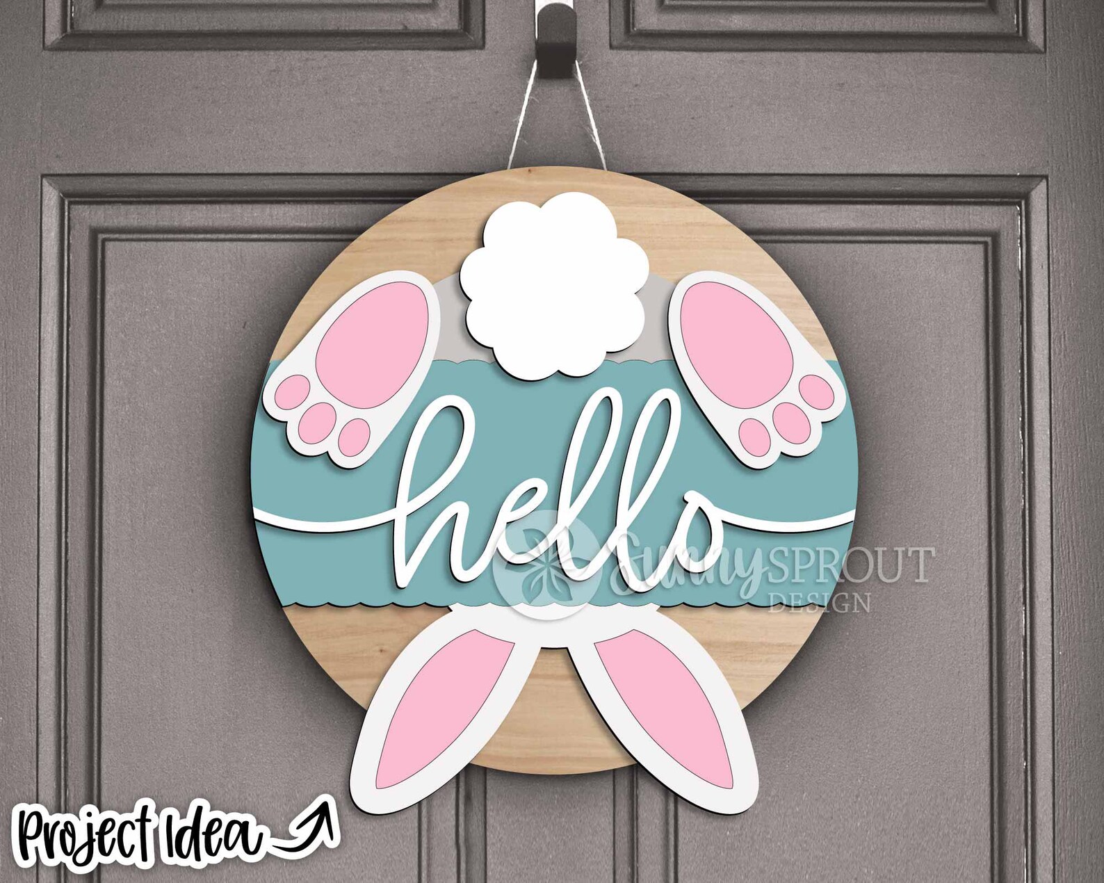 Hello Upside Down Bunny Sign, Digital Download, SVG Laser Cut File ...