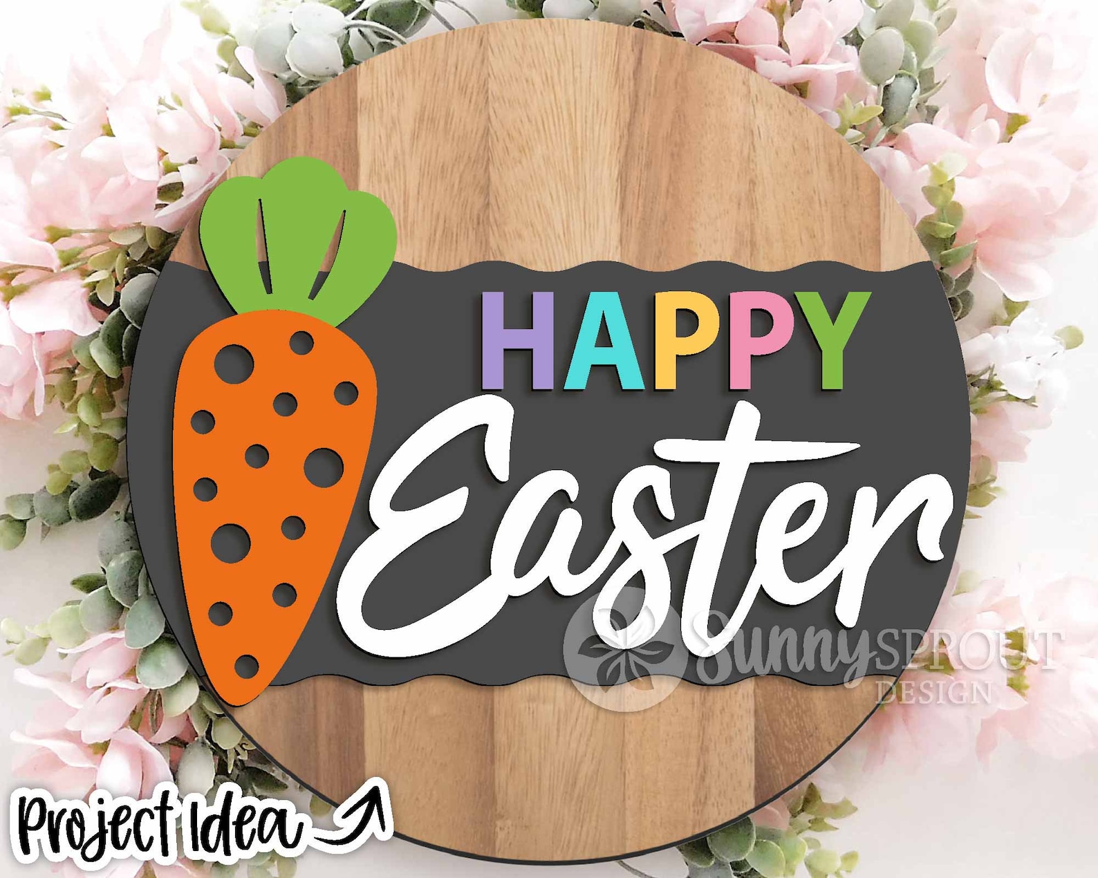 Happy Easter Carrot Sign, Digital Download, Round Door Hanger ...