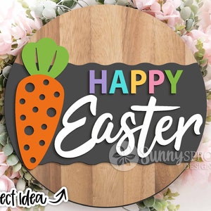 Happy Easter Carrot Sign, Digital Download, Round Door Hanger ...