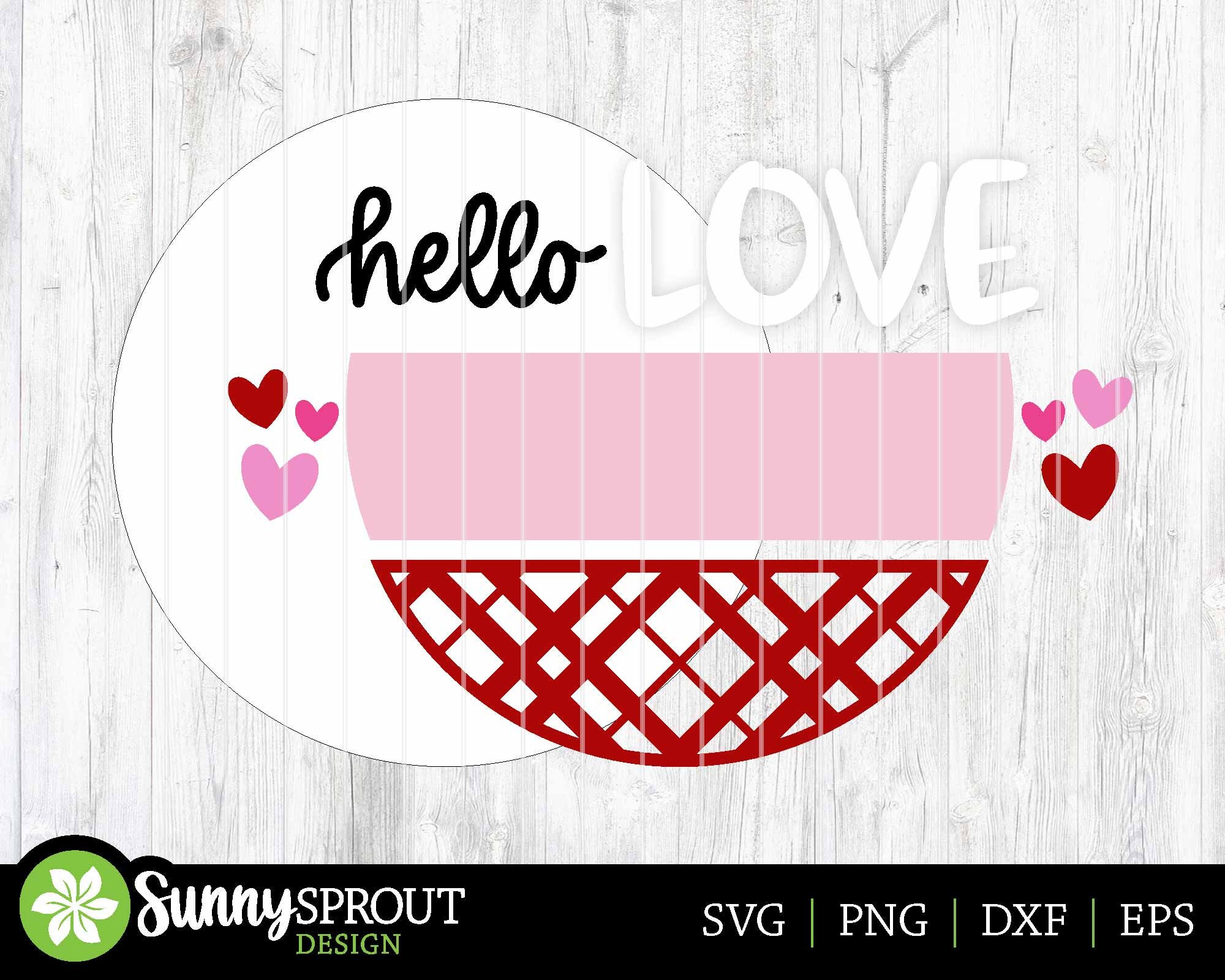 Hello Love Heart Sign Digital Download Round Door Hanger - Etsy