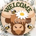 Welcome Cow Print Sign, Digital Download, Round Door Hanger Svg ...