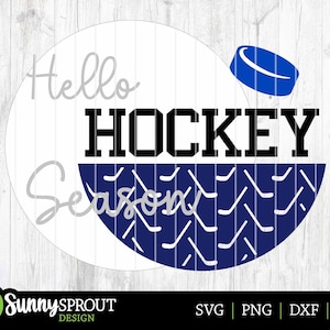Hello Hockey Season Sign, Digital Download, Round Door Hanger Svg ...