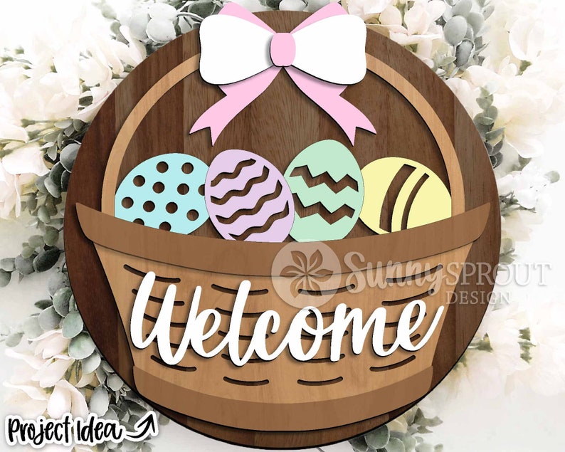 Welcome Easter Basket Sign Digital Download Round Door - Etsy