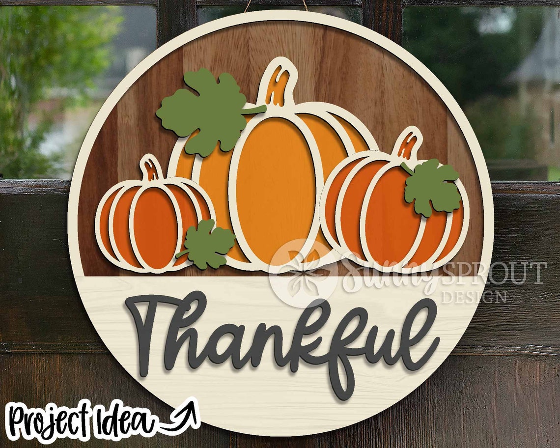 Thanksgiving Laser Sign Bundle, Digital Download, Round Door Hanger ...