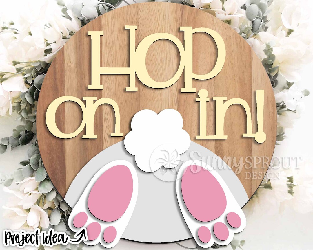 Hop on in Bunny Tail Sign, Digital Download, Round Door Hanger Svg ...