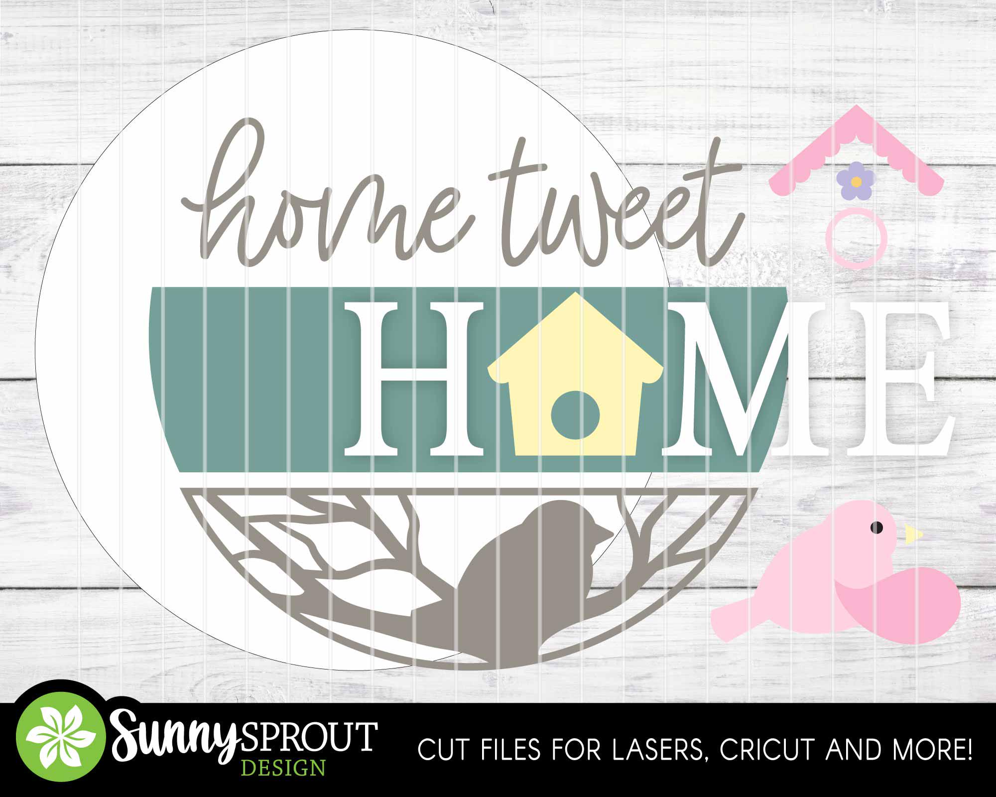 Home Tweet Home Bird House Sign, Digital Download, Round Door Hanger ...