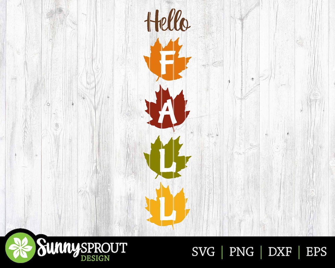 Hello Fall Leaves Vertical Sign DIGITAL Download Porch Sign - Etsy