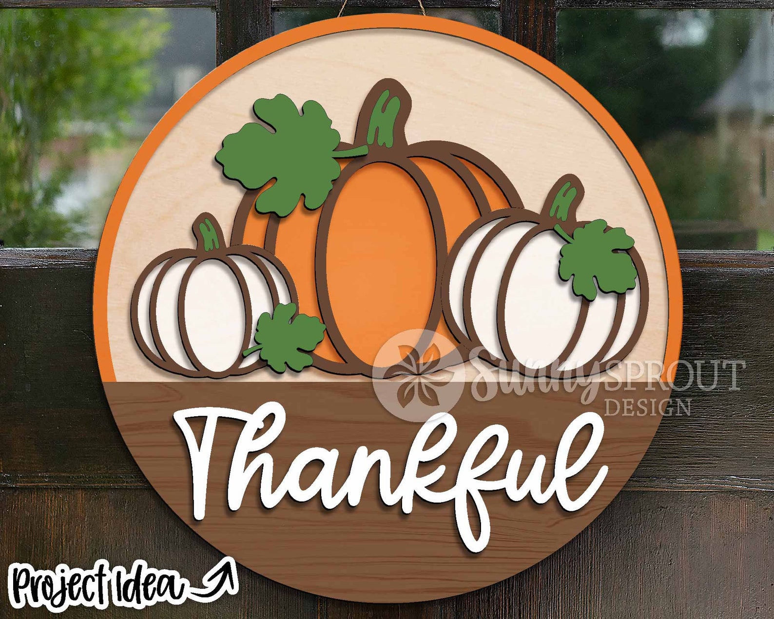 Thankful Three Pumpkins Sign, Digital Download, SVG Laser Cut File ...