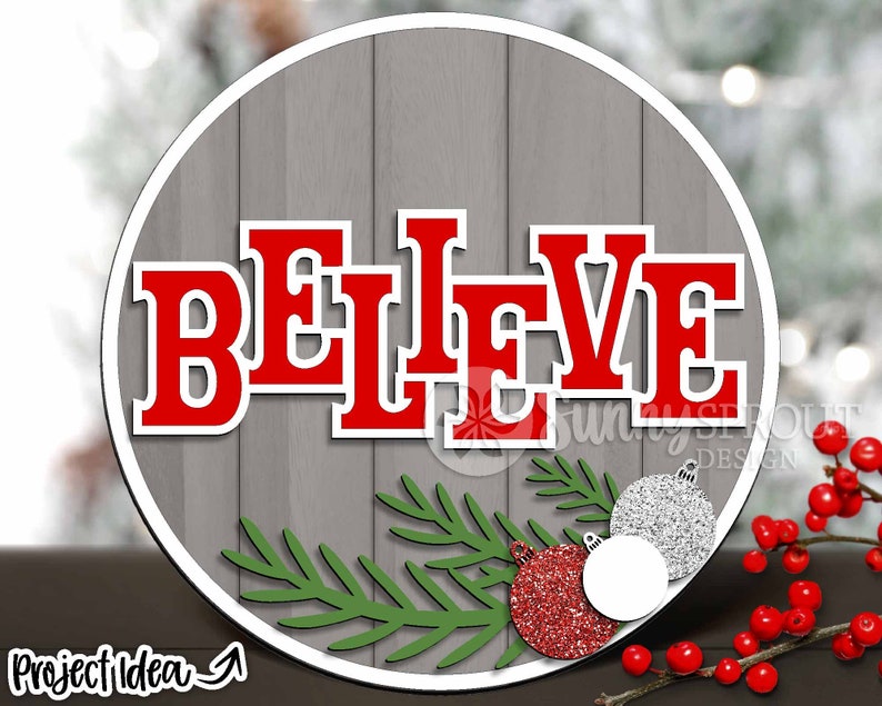 Believe Ornament Sign DIGITAL Download Round Door Hanger - Etsy
