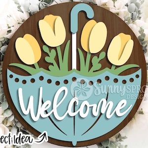 Spring Sign Bundle 3, DIGITAL Download, Round Door Hanger Svg ...