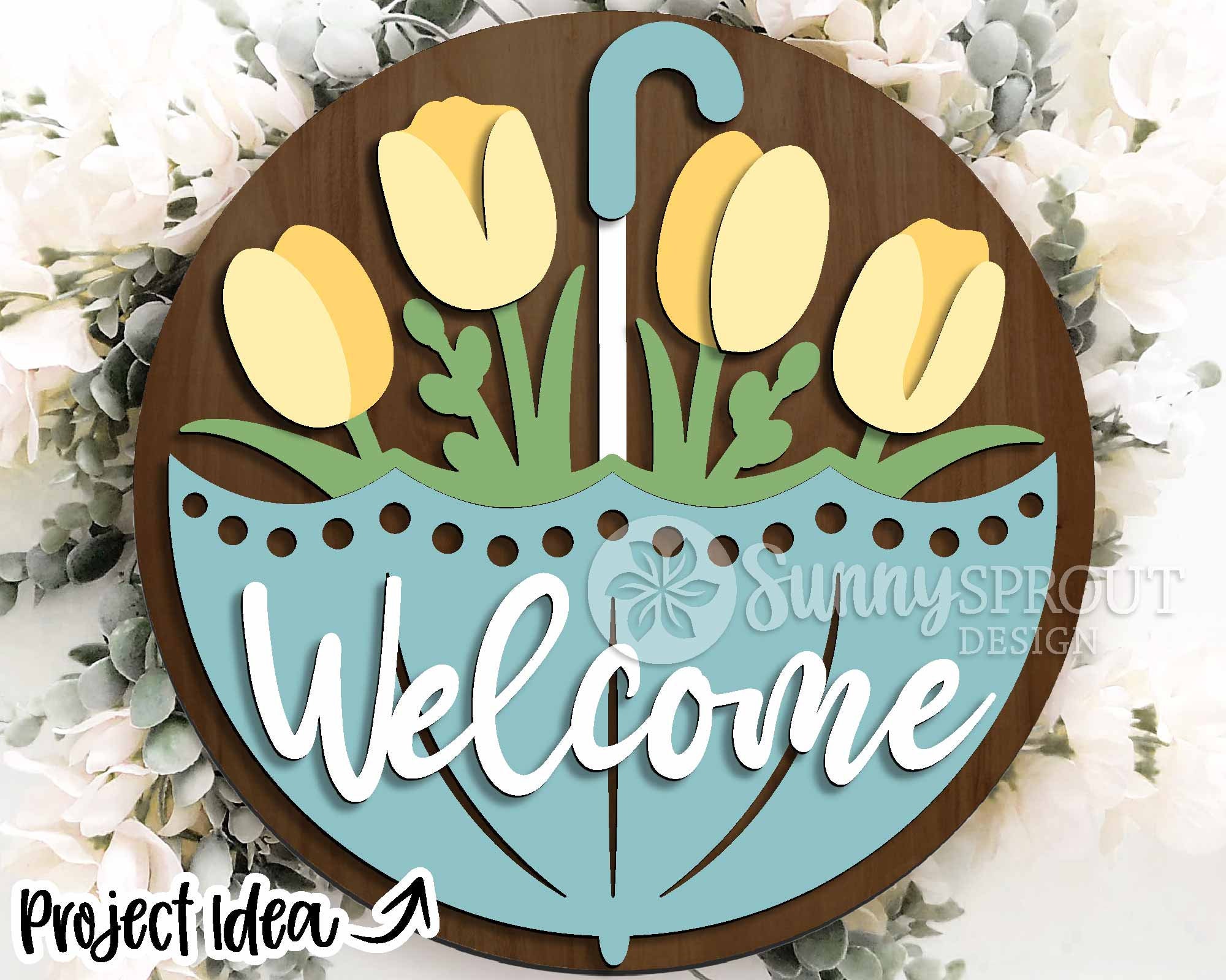 Spring Sign Bundle 3, Round Door Hanger Svg, Glowforge Laser File ...