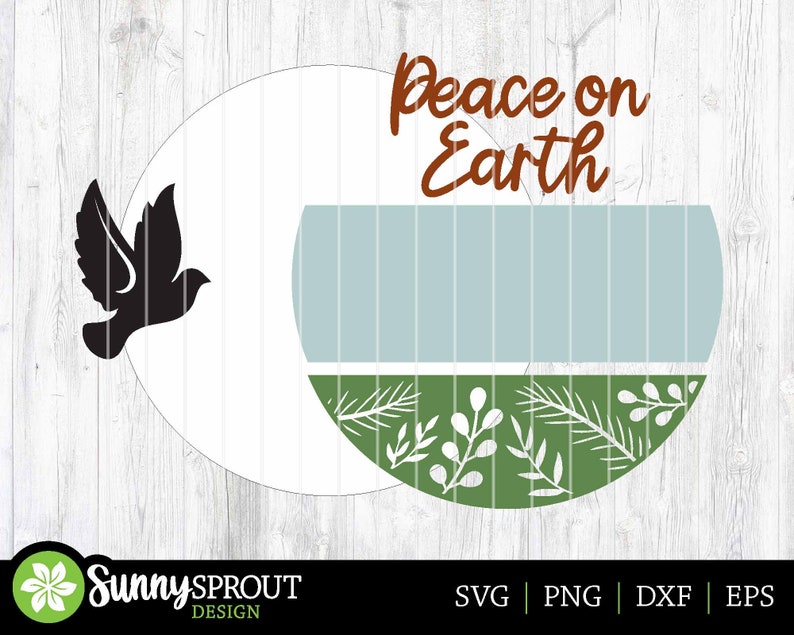 Peace on Earth Dove Sign DIGITAL Download Winter Round Door - Etsy